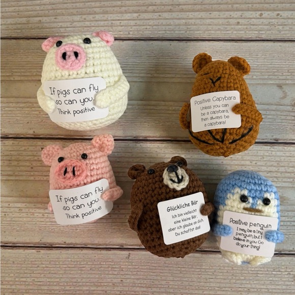 Other | Crochet Positive Animal Plush Motivational Desk Buddy Choose ...